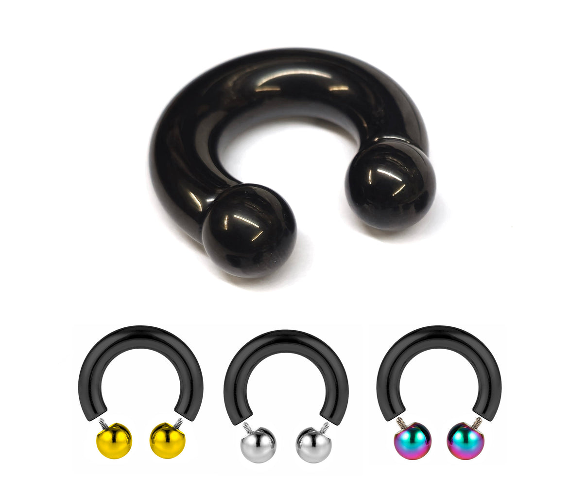 Black Prince Albert Jewelry Horseshoe PA Piercing with Custom Ball Cir ...
