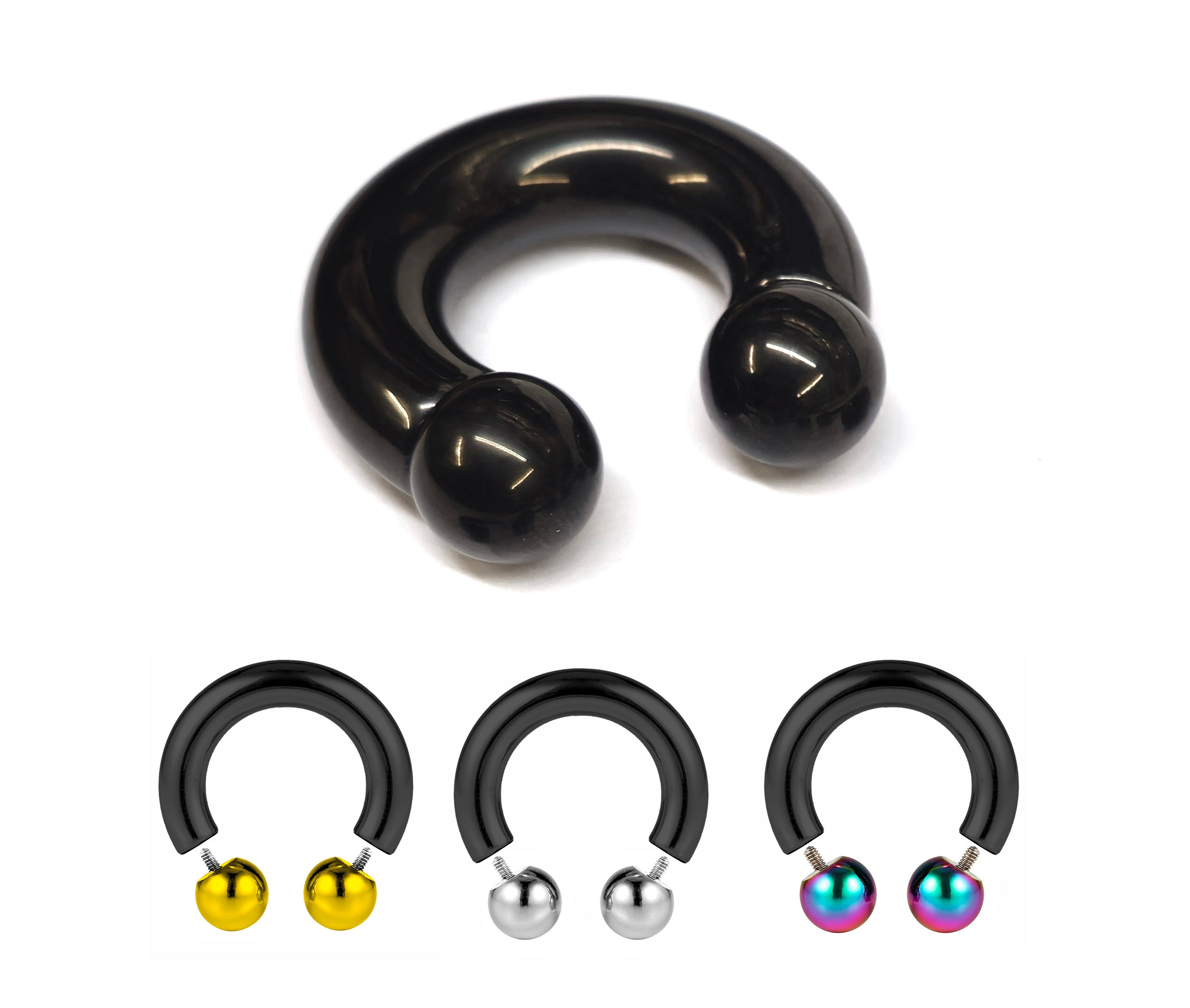 Black Prince Albert Jewelry Horseshoe PA Piercing with Custom Ball Cir ...