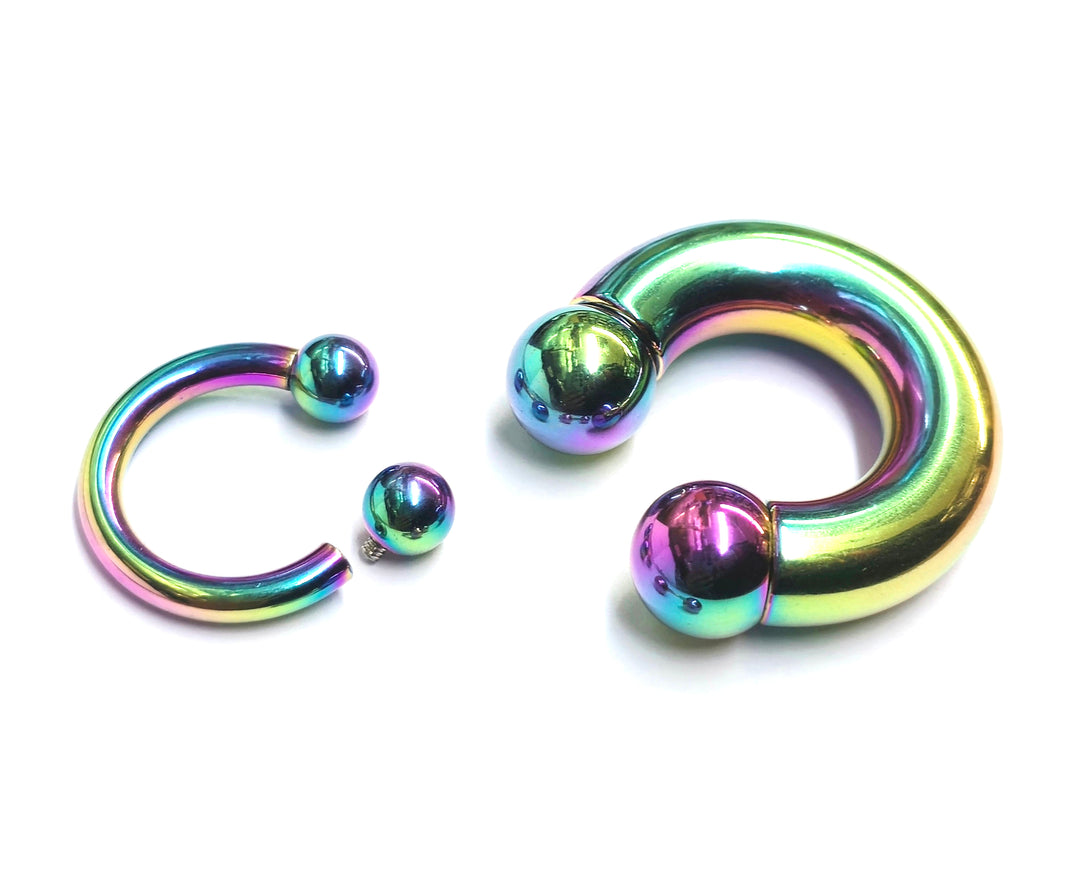 Rainbow Prince Albert Piercing, PA Ring - Circular Barbell, Horseshoe ...