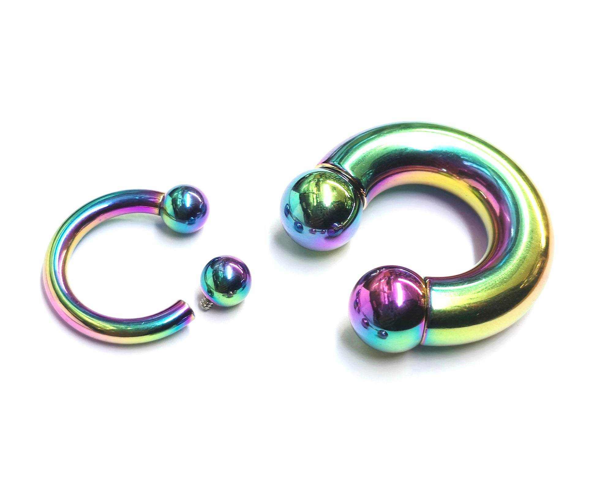 Rainbow Prince Albert Piercing, PA Ring - Circular Barbell, Horseshoe ...