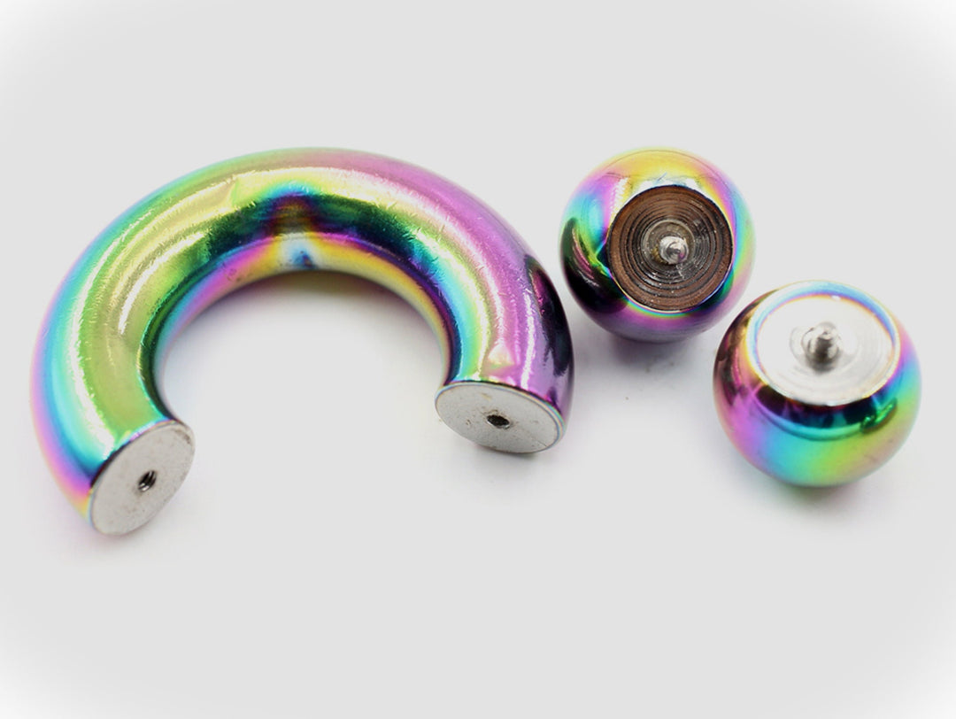 Rainbow Prince Albert Piercing, PA Ring - Circular Barbell, Horseshoe ...
